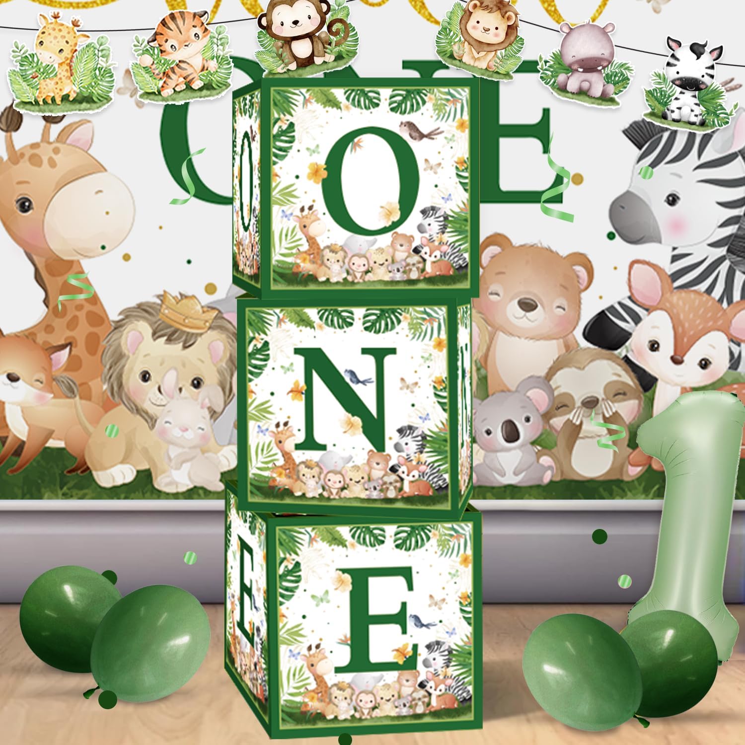 Amazon.com: 3Pcs Wild One Birthday Decorations for Boys Balloons Boxes ...