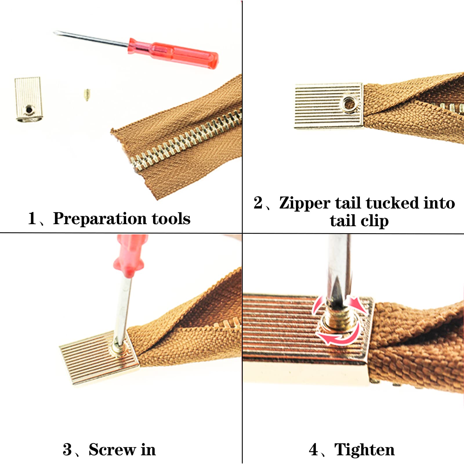 Snapklik.com : 80 Sets 4 Colors Alloy Zipper Stopper Zipper Ends Pull ...