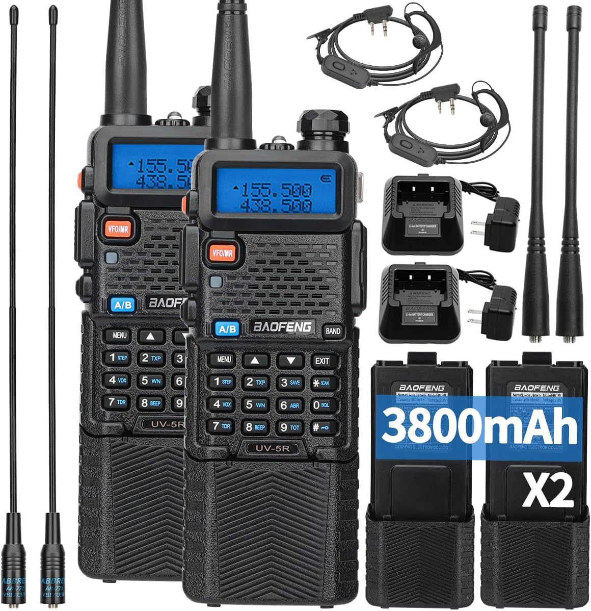 Amazon.com: Baofeng UV-5R Ham Radio Long Range UV5R Handheld Dual Band ...