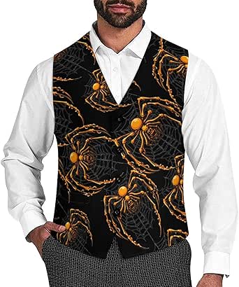 Halloween Spider Webs Men's Suit Vests Business Formal Dress Vest V ...