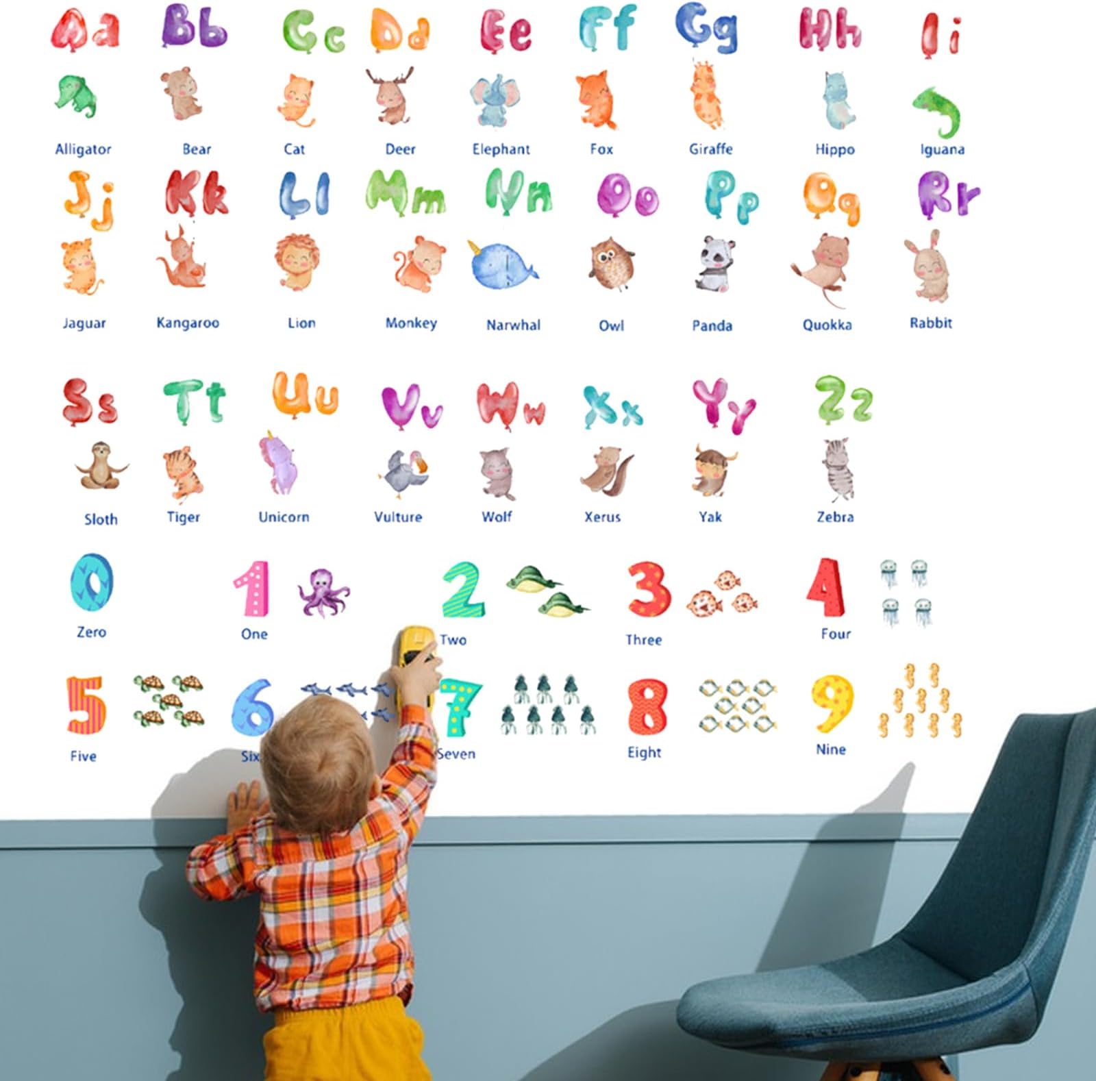 DECOWALL DA-1503A Learning Alphabet Color Wall Stickers ABC Animal ...
