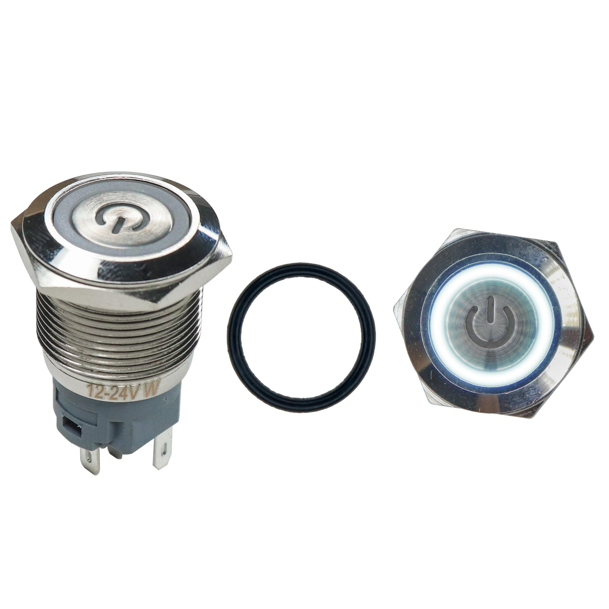 Electronic Spices 19 mm 12-24V Ring Light Self Locking Push Button ...