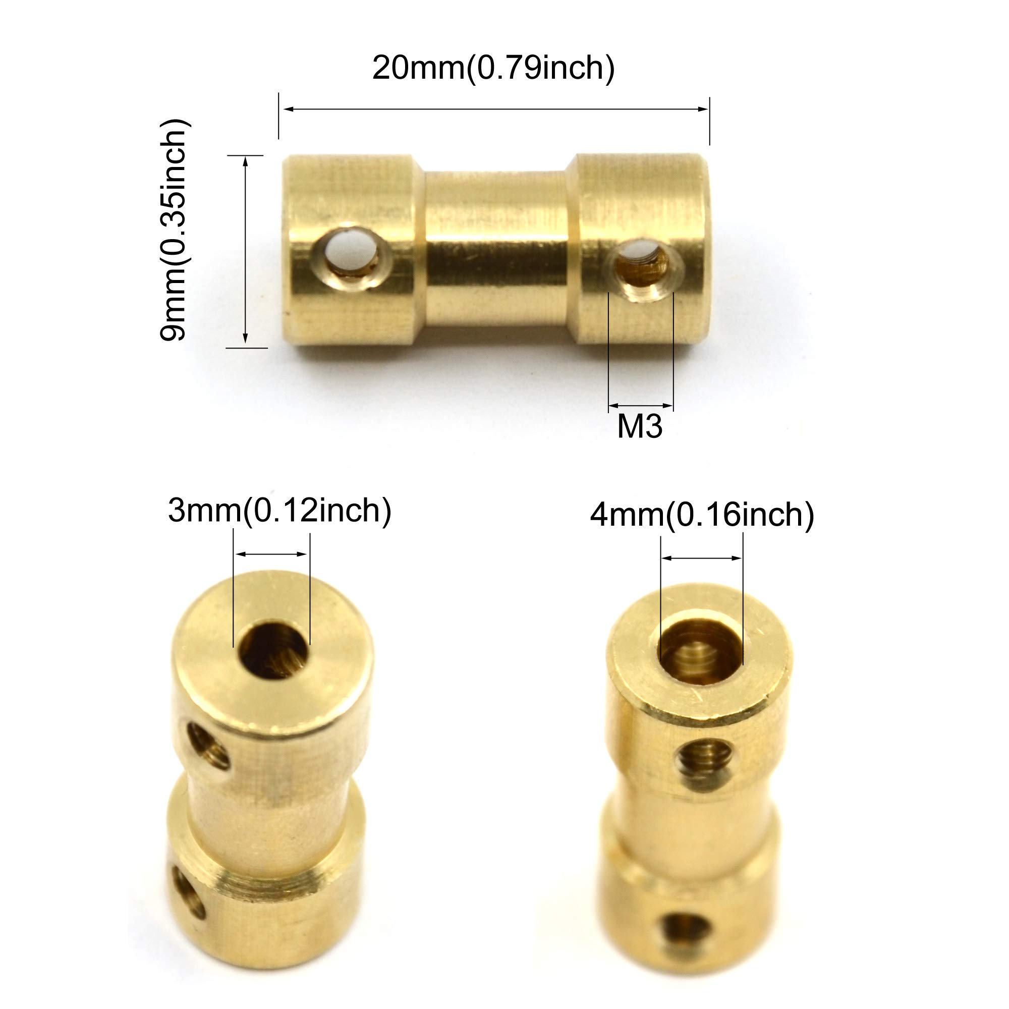 Snapklik.com : Befenybay 8 Pcs 3mm To 4mm Brass Shaft Coupling Joint ...