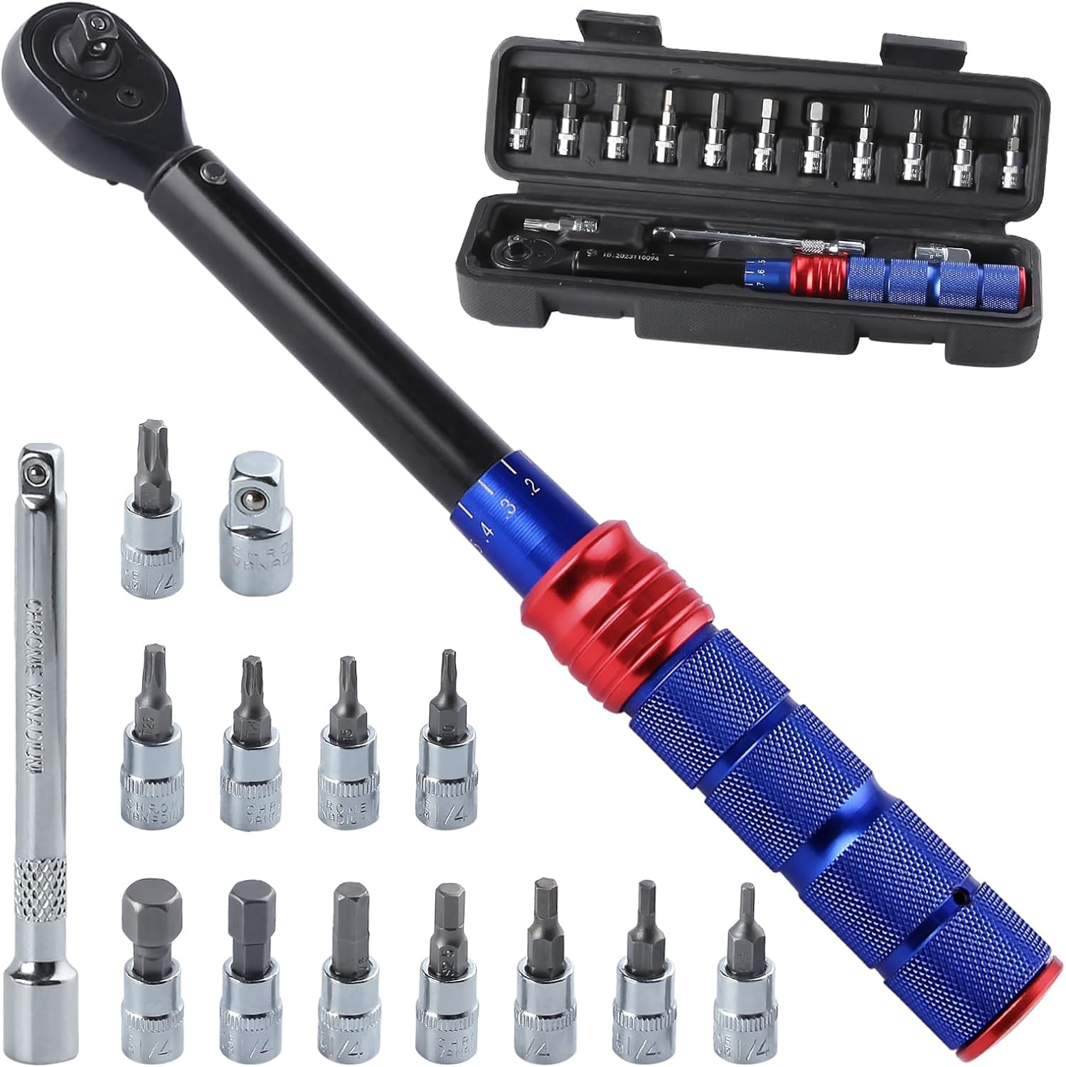 SPEEDWOX 15Pcs Pound Torque Wrench 1/4 Inch Drive Click Torque Wrench ...