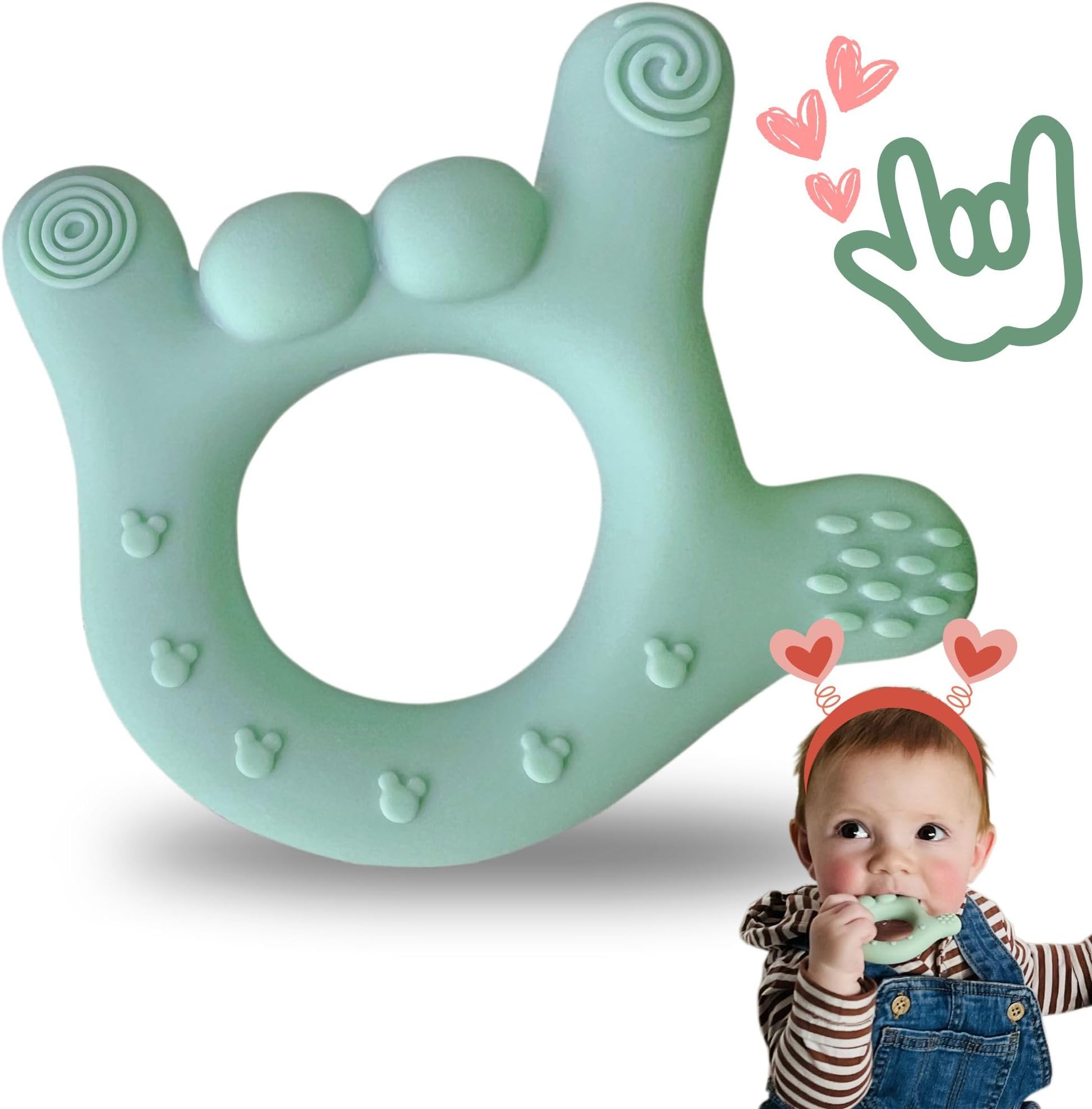 Amazon.com : I Love You Silicone Hand Teether by Sawyer Bear Baby Gear ...