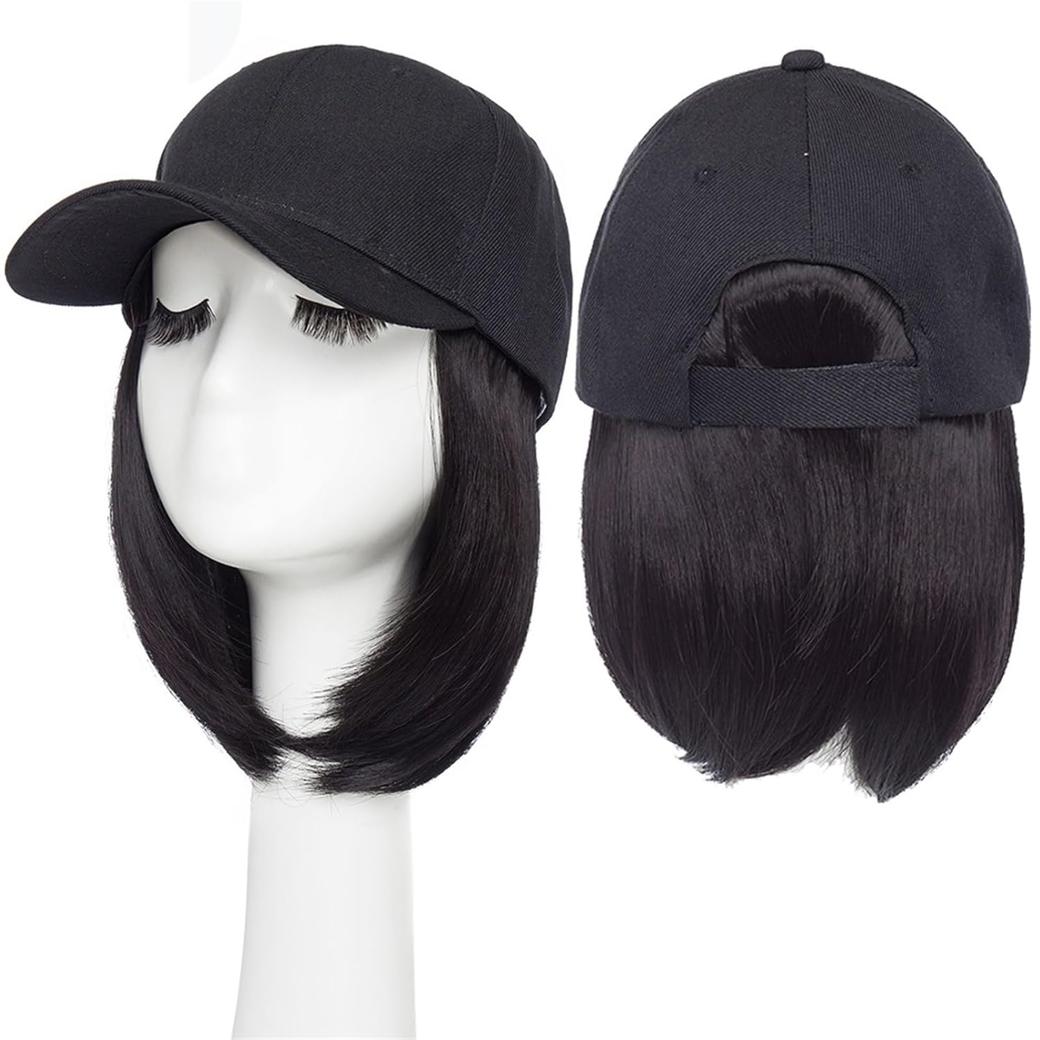 Amazon.com : MACIUM Women's Baseball Cap With Hair Extensions Synthetic ...