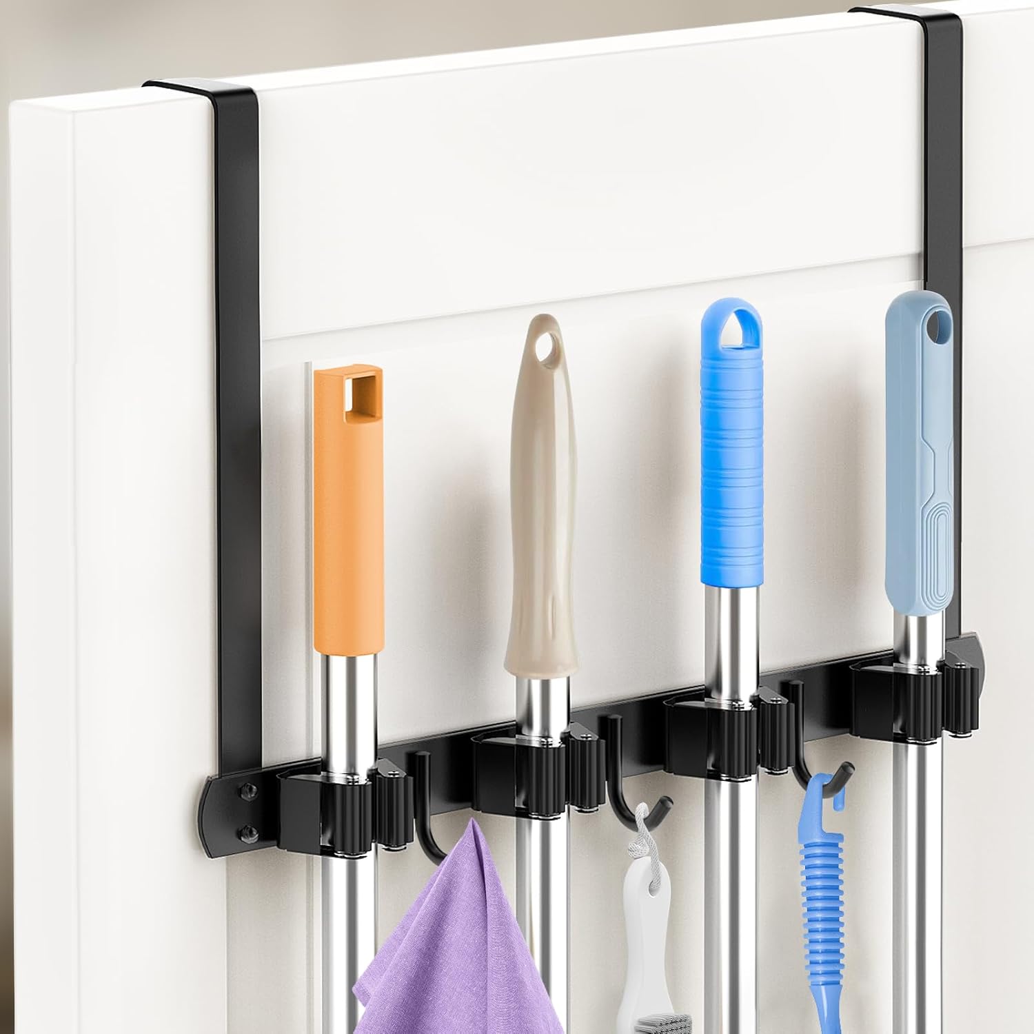 Amazon.com: Broom Holder Over The Door Drilling Free Mop and Broom ...