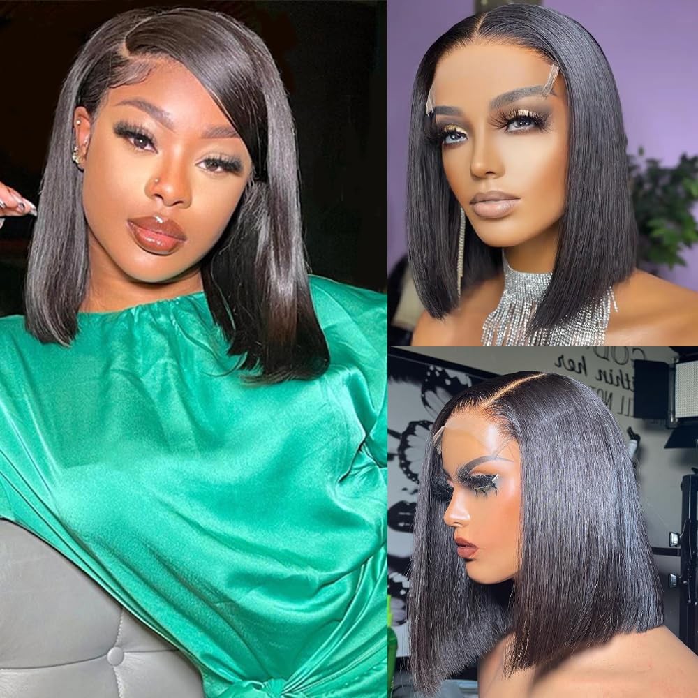 Amazon.com : Karlami 6x6 Closure Bob Wig Human Hair HD Transparent Bob ...