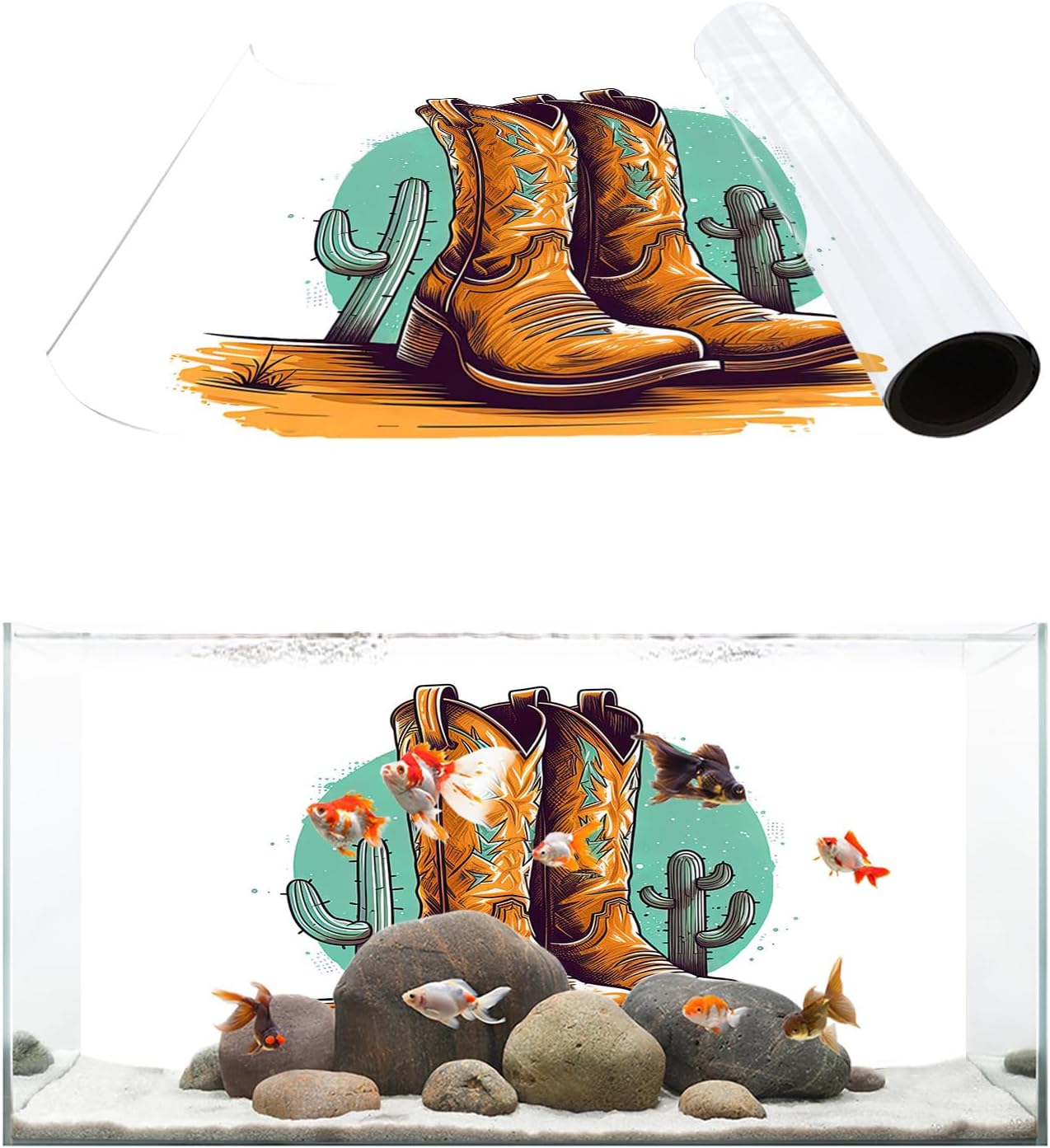 Amazon.com : Cowboy Boots Fish Tank Decorations PVC Fish Tank Stickers ...