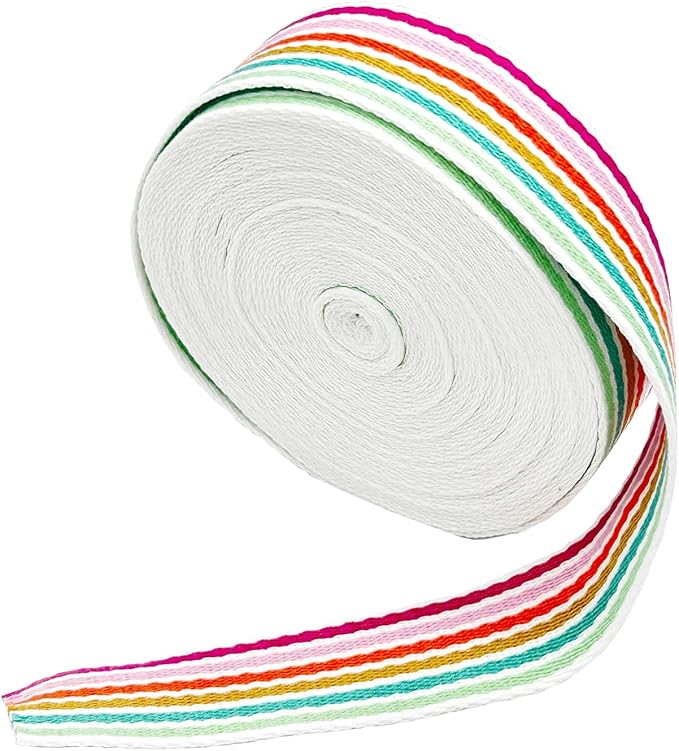 Amazon.com: 10 Yards Cotton Webbing, Rainbow Ribbon, Polycotton Strap ...