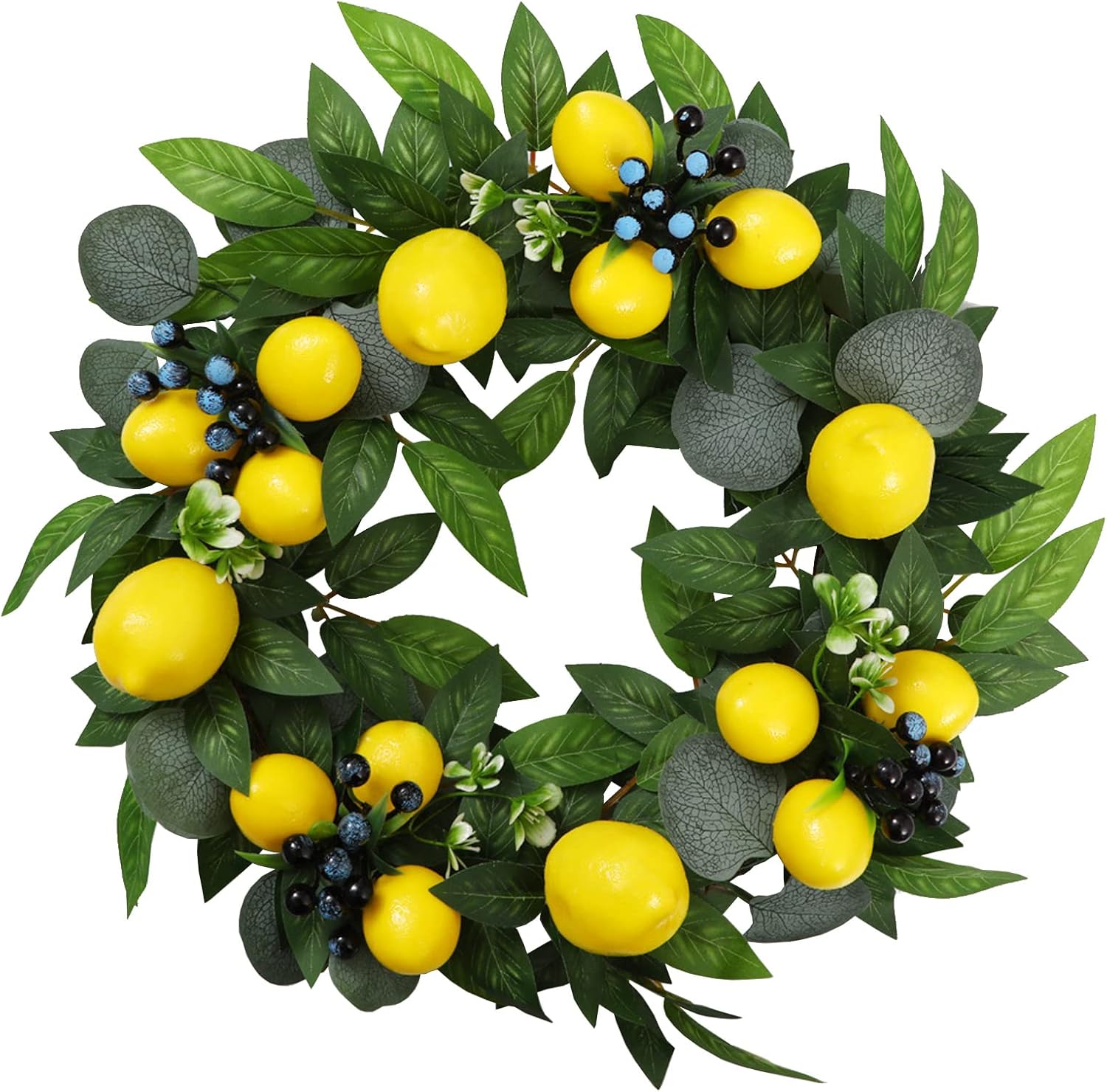 Amazon.com: 15.7 Inch Artificial Lemon Front Door Wreath Spring Lemon ...