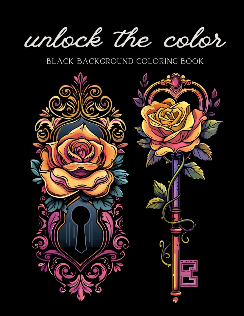 Amazon.com: Unlock the Color - Black Background Coloring Book for Women ...