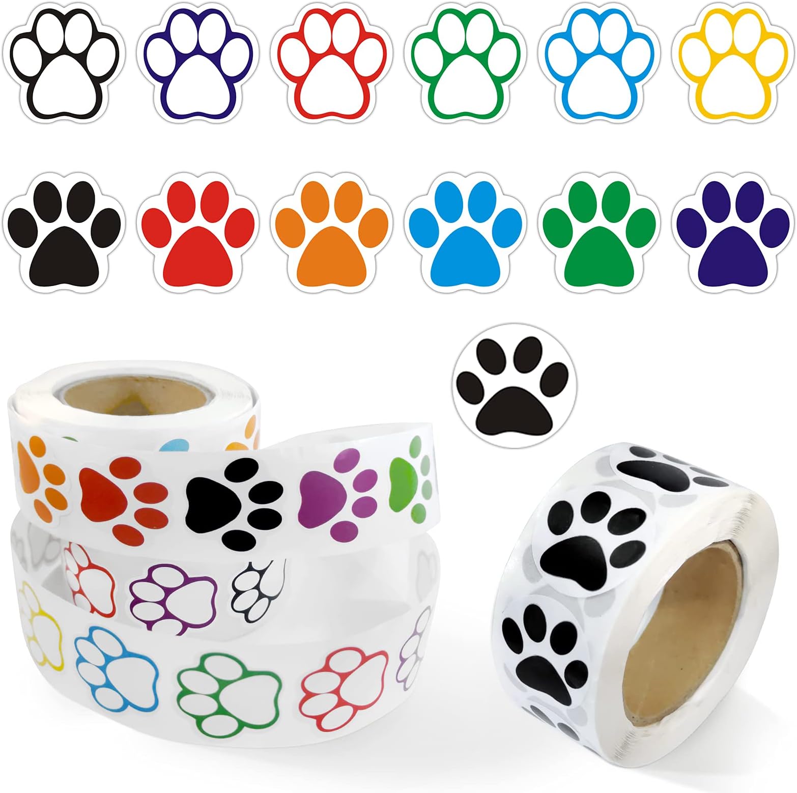 Amazon.com: Citihomy Dog Paw Print Stickers Roll of 500 Piece 1.5Inch ...