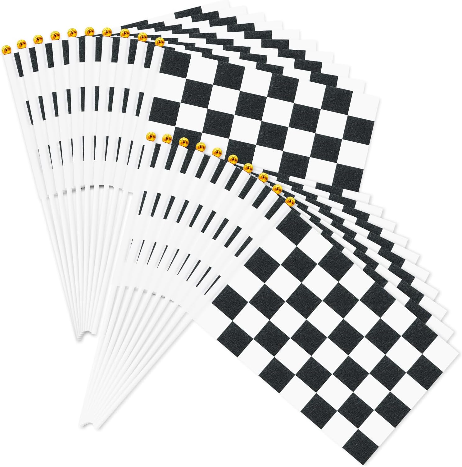 Amazon.com : 20 Pack Small Checkered Racing Flag Stick 5'' x 8 ...