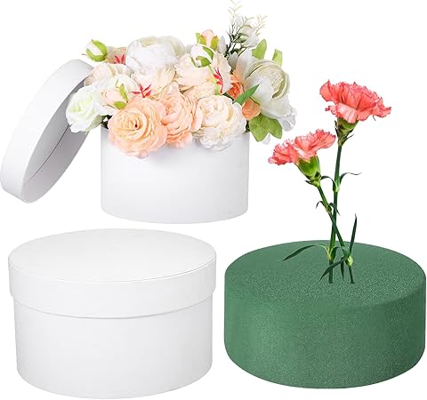Amazon.com: Nuenen Gift Boxes with Lids Floral Foam Set Round Boxes ...
