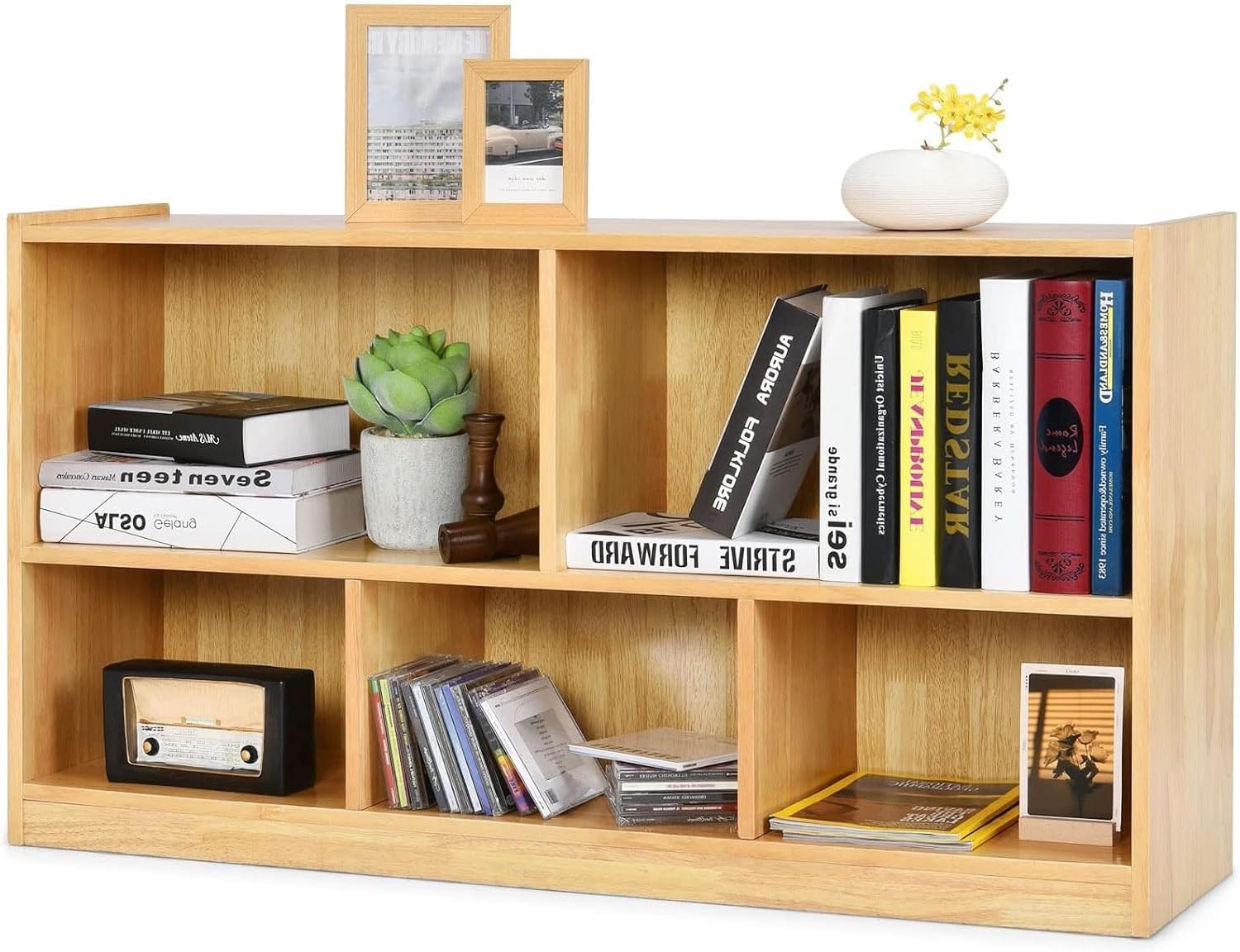 Amazon.com: LDAILY 2-Tier 5 Cube Storage Organizer, Wooden Low ...