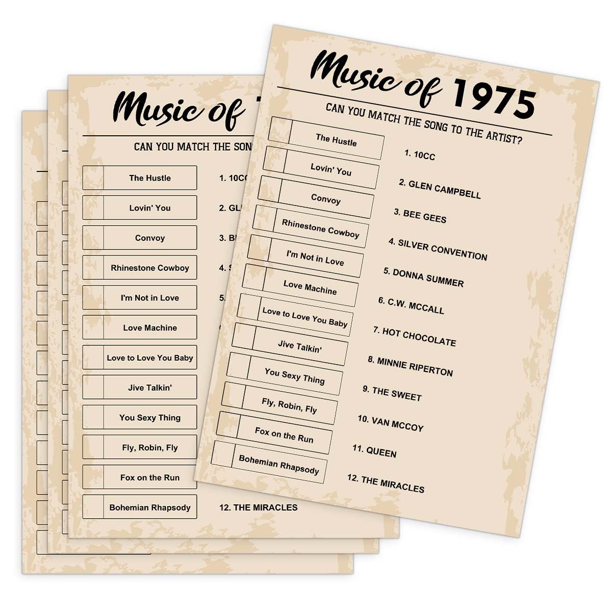Amazon.com: QUPT 50th Birthday Party Games, Music of 1975 Games ...