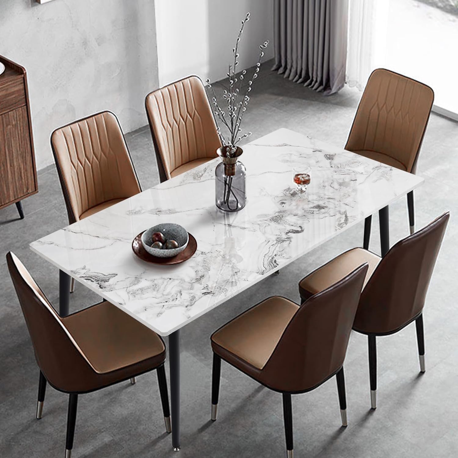 Kitchen Dining Table Marble Tabletop: Rectangular 120cm Modern Sintered ...