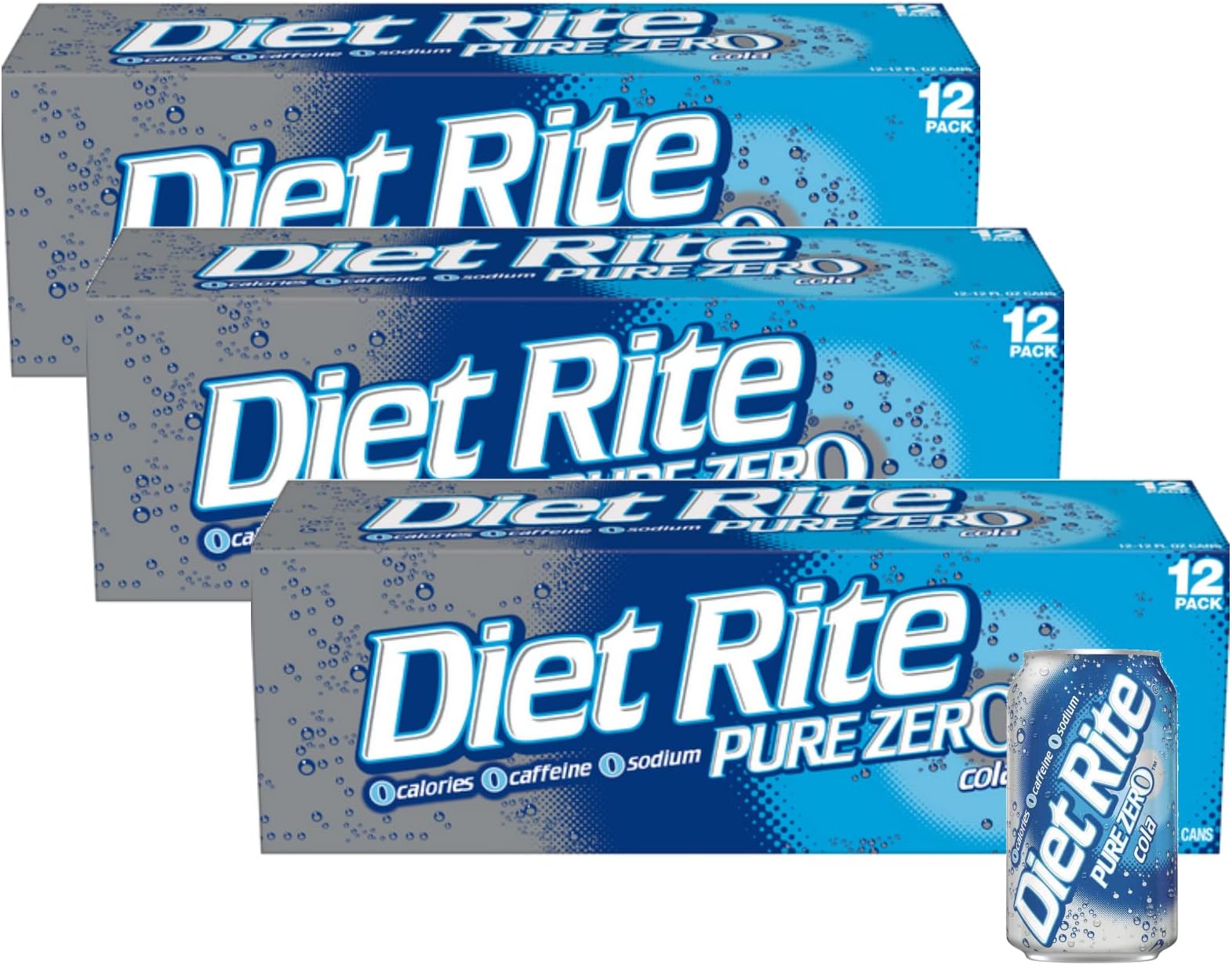 Amazon.com : Diet Rite Pure Zero Diet Cola Soda, 12 Fl Oz (Pack of 24 ...