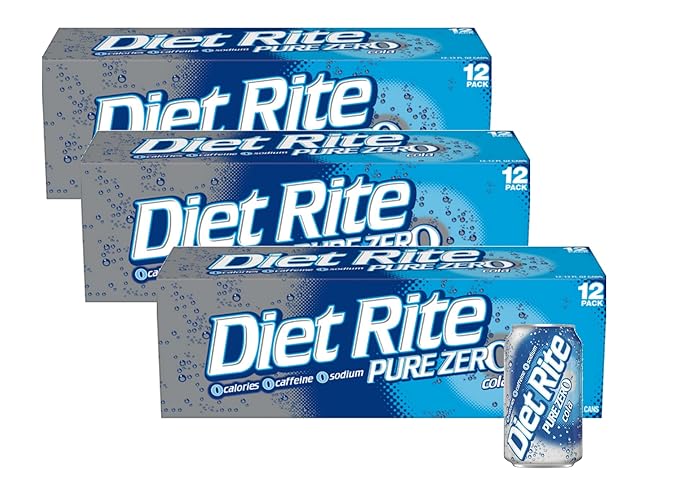 Amazon.com : Diet Rite Pure Zero Cola Original Soda Soft Drink Cans - 3 ...