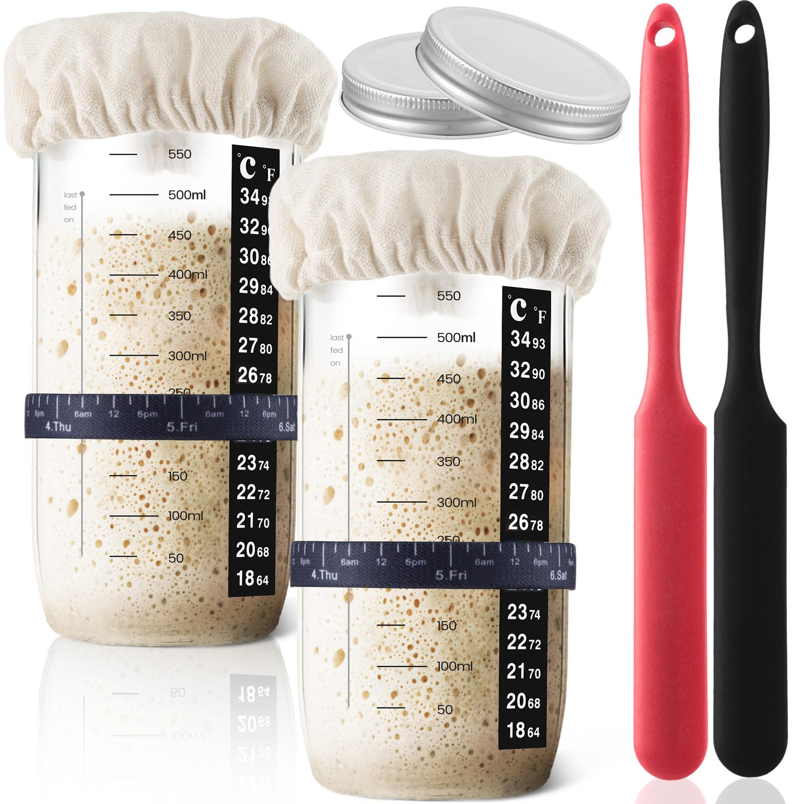 Amazon.com: Maxcheck 4 Sets Sourdough Starter Jar Sourdough Starter Kit ...