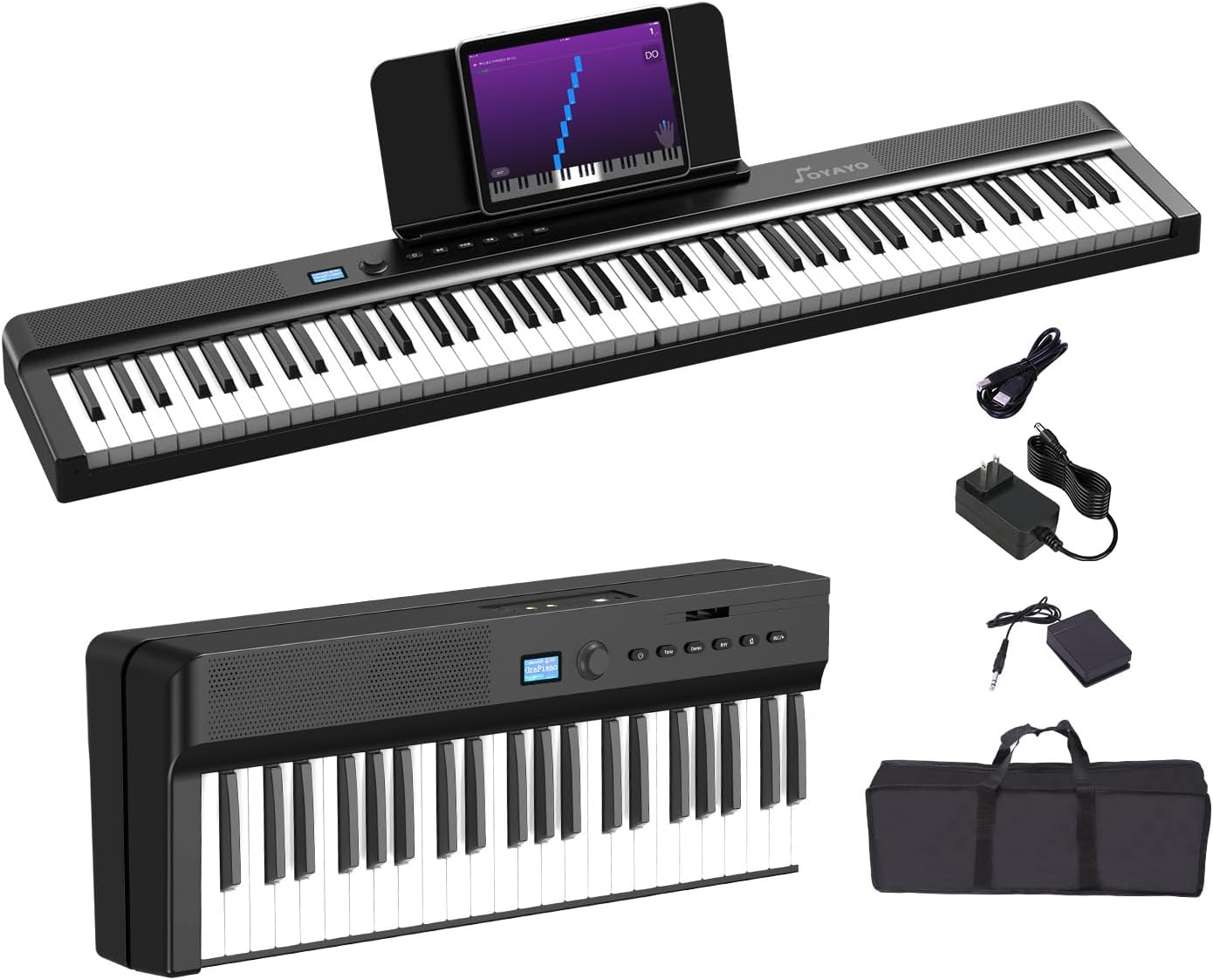 Amazon.com: OYAYO Upgraded Folding Piano Keyboard, 88 Key Full Size ...