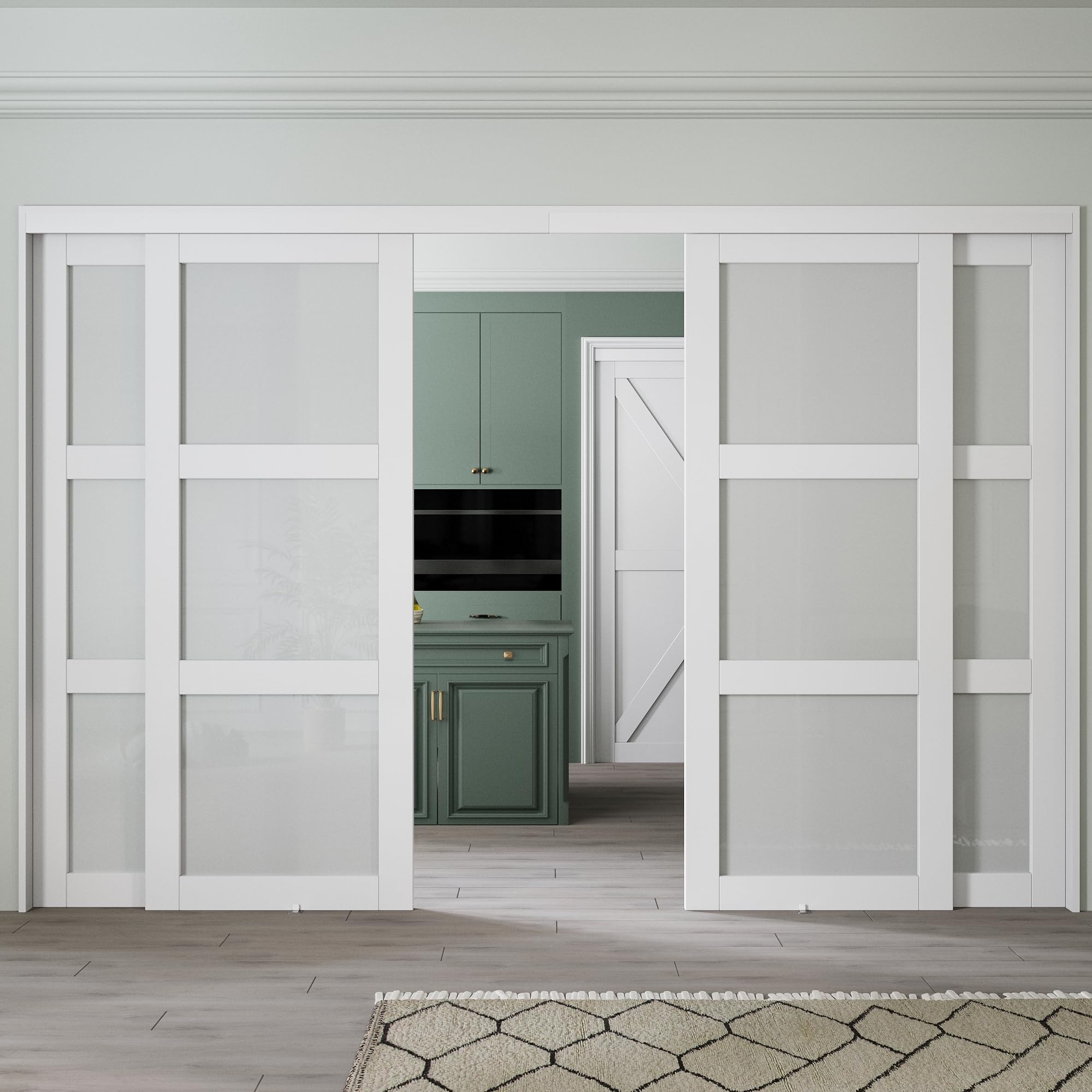 Amazon.com: Bypass Glass Sliding Closet Door 120x80, Double 60 inch ...