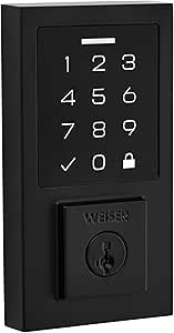 Weiser SmartCode Touchpad Matte Black Electronic Door Lock, 10 Digit ...