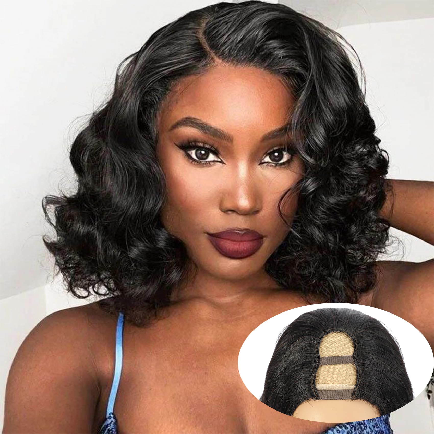 Amazon.com : U Part Human Hair Wig Body Wave Brazilian Virgin Hair ...