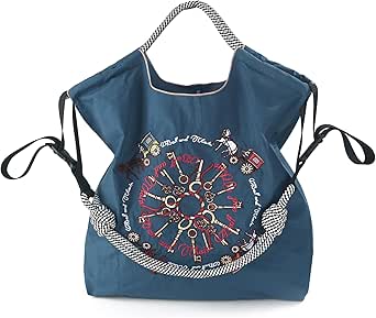 Amazon.com: Ball&Chain Carriage Pattern Embroidery Nylon Tote Bag for ...