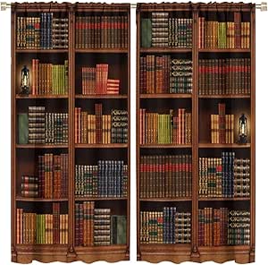 Amazon.com: JESTRONRY Vintage Library Bookshelf Curtains, Retro ...