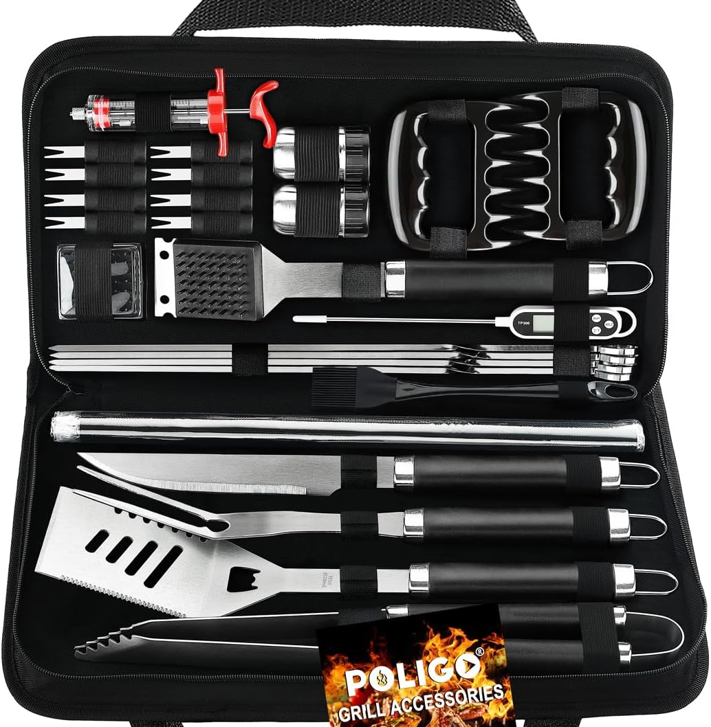 Amazon.com : POLIGO 28PC Exclusive BBQ Grill Accessories in Carrying ...