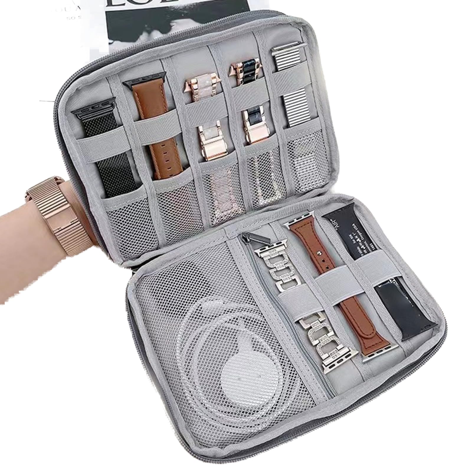 Amazon.com: CNFZLIYUER Watch Band Organizer, Gray Nylon Waterproof ...