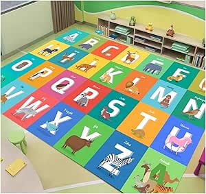 ABC Alphabet Print Classroom Area Rug for Home Decoration,ABC ...