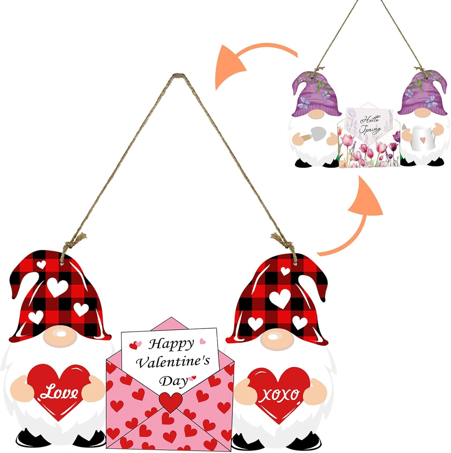 Amazon.com: Reversible Valentines Day Door Decorations Spring ...