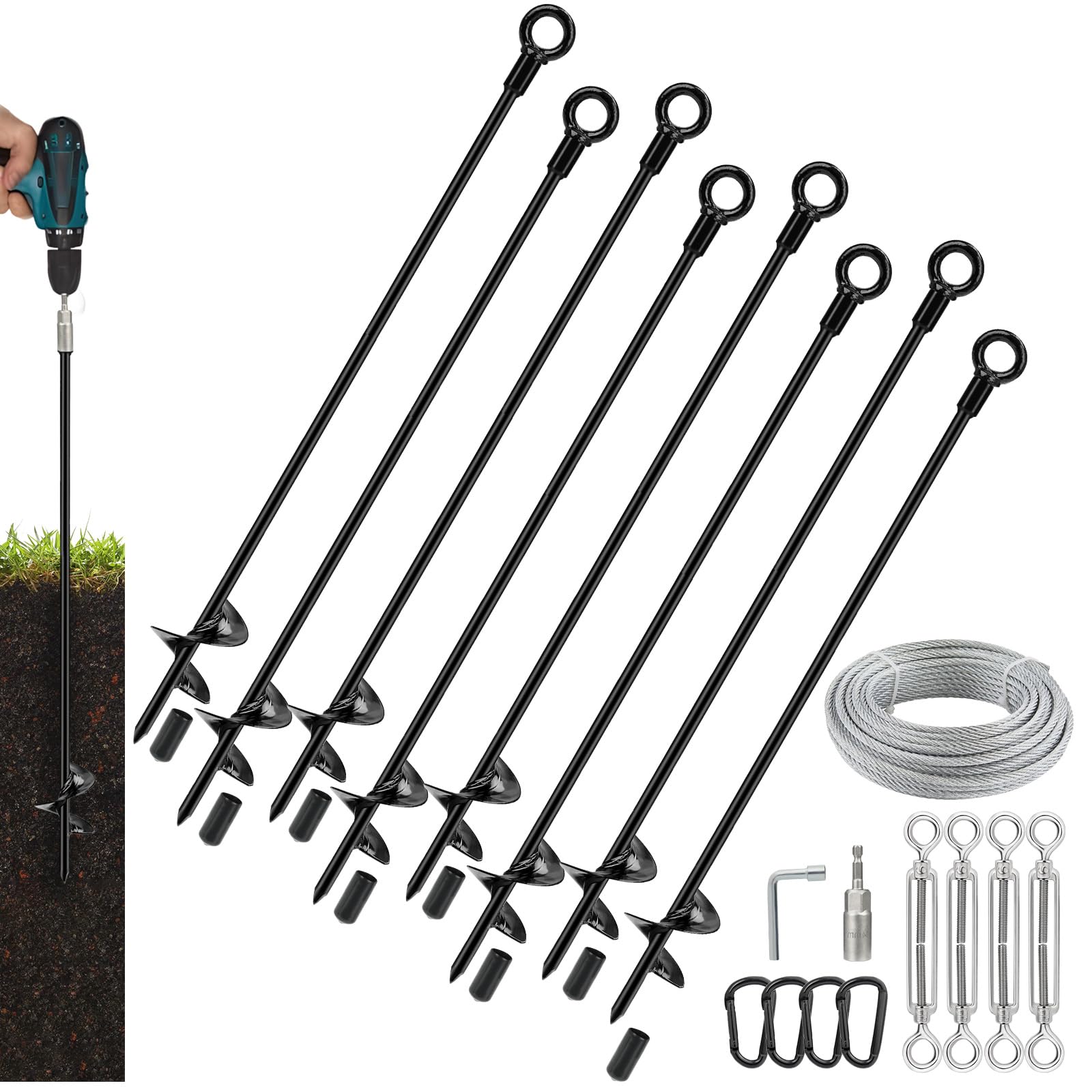 Amazon.com : Tinnmao 8 Pcs 30" Ground Anchors Heavy Duty, Shed Anchors ...