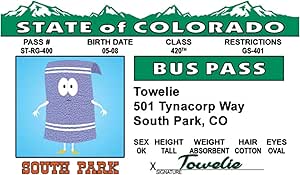 Amazon.com: Signs 4 Fun Parody Driver’s License | Towelie Bus Pass ID ...