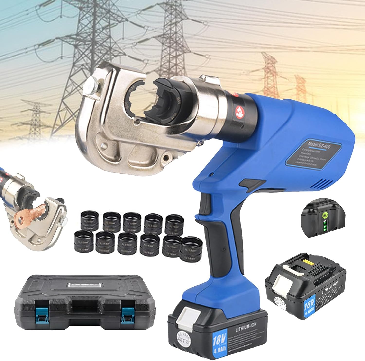 Electric Hydraulic Crimping Tool, 16-400mm² Rechargeable Hydraulic Wire ...