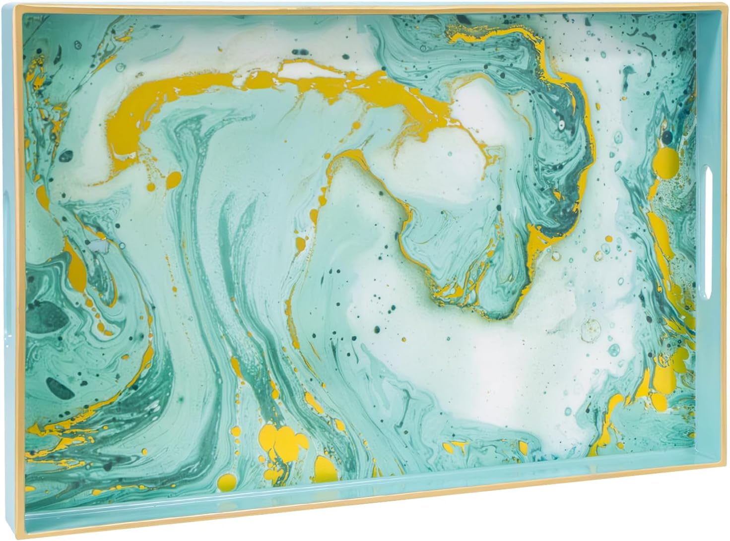 Amazon.com: MAONAME Turquoise Serving Tray with Handles, Plastic ...