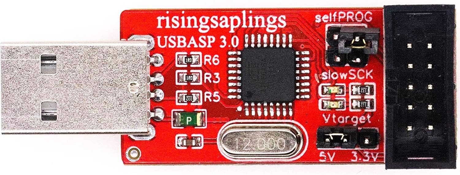 Buy risingsaplings USBASP V3.0 AVR ISP Microcontroller Programmer downloader with Cable and 10 ...