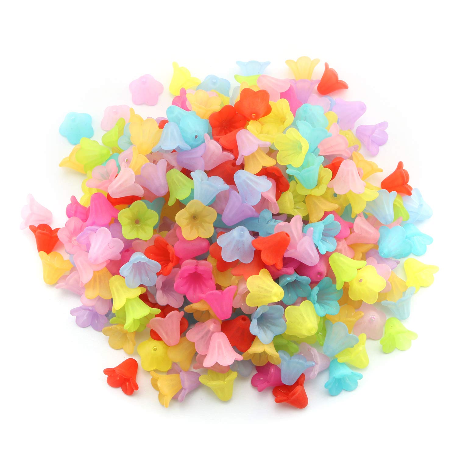 Amazon.com: Tegg Trumpet Flower Bead 200PCS 15mm Mixed Color Frost ...