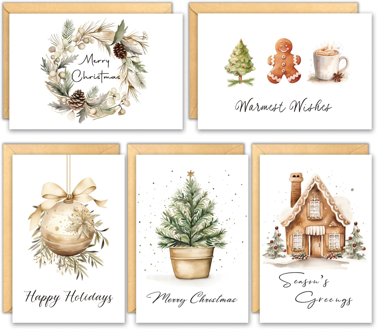 Amazon.com : HiABNRT Christmas Cards with Envelopes, Pack of 25, 5 ...
