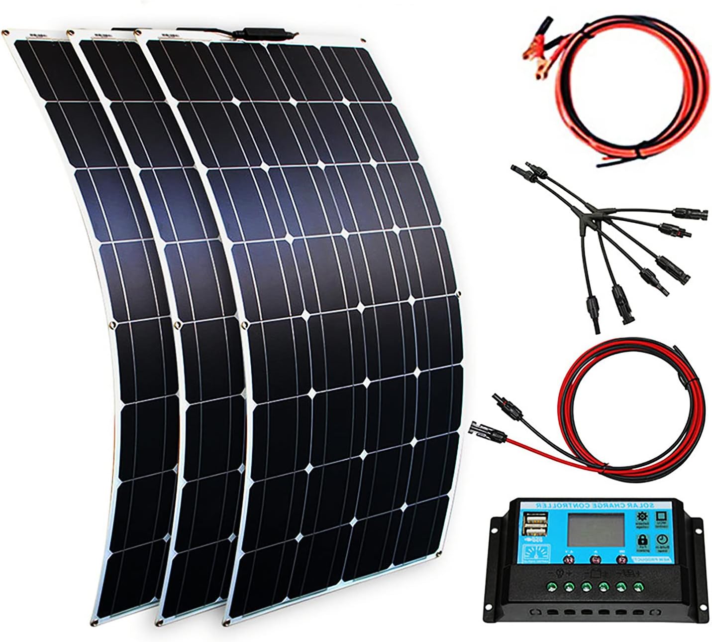 Amazon.com: 900W Solar Panel Kit 3pcs 300W PET Flexible Solar Panel ...