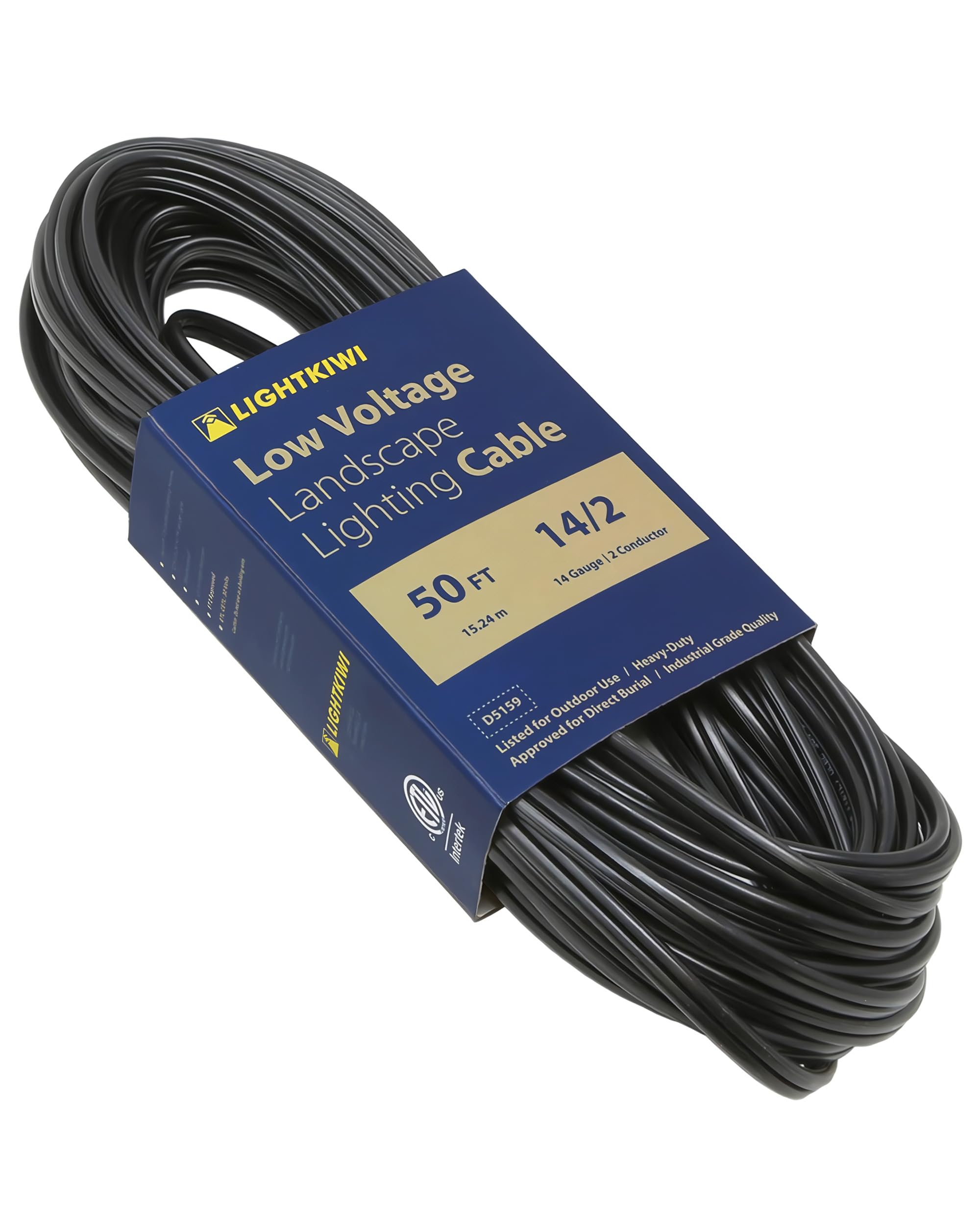 Lightkiwi 14/2 Low Voltage Landscape Wire - 50 Feet - Weatherproof ...