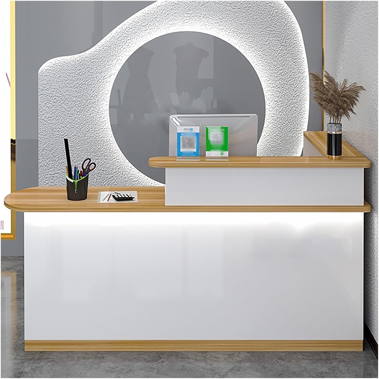 Amazon.com: Reception Desk with Counter, Stations Counter Table ...