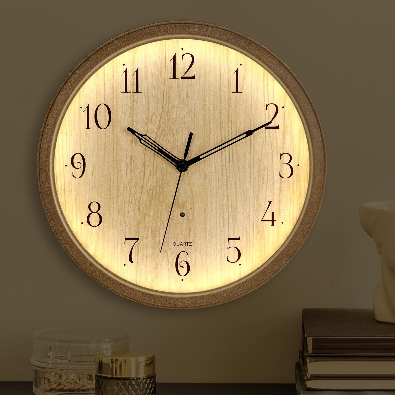 Amazon.com: NESIFEE Wall Clock Silent Battery Operated Night Lighted Up ...