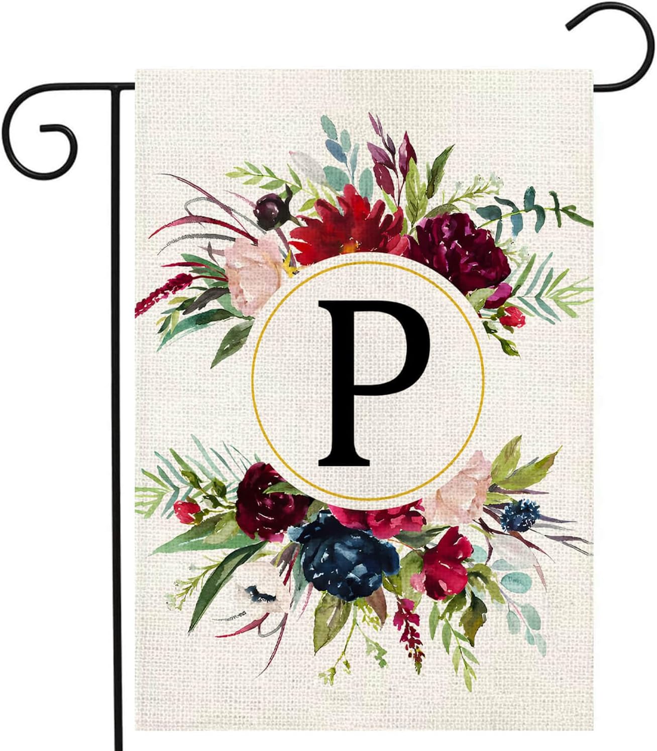 Amazon.com : Monogram Letter P Garden Flags, Summer Garden Flag 12x18 Double Sided Floral Yard ...