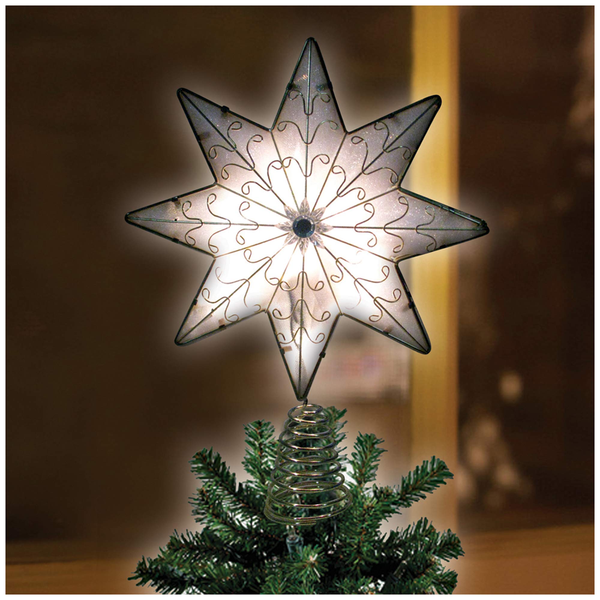 Amazon.com: Brite Star Shimmer Wire Tree Topper, Pure White : Home ...