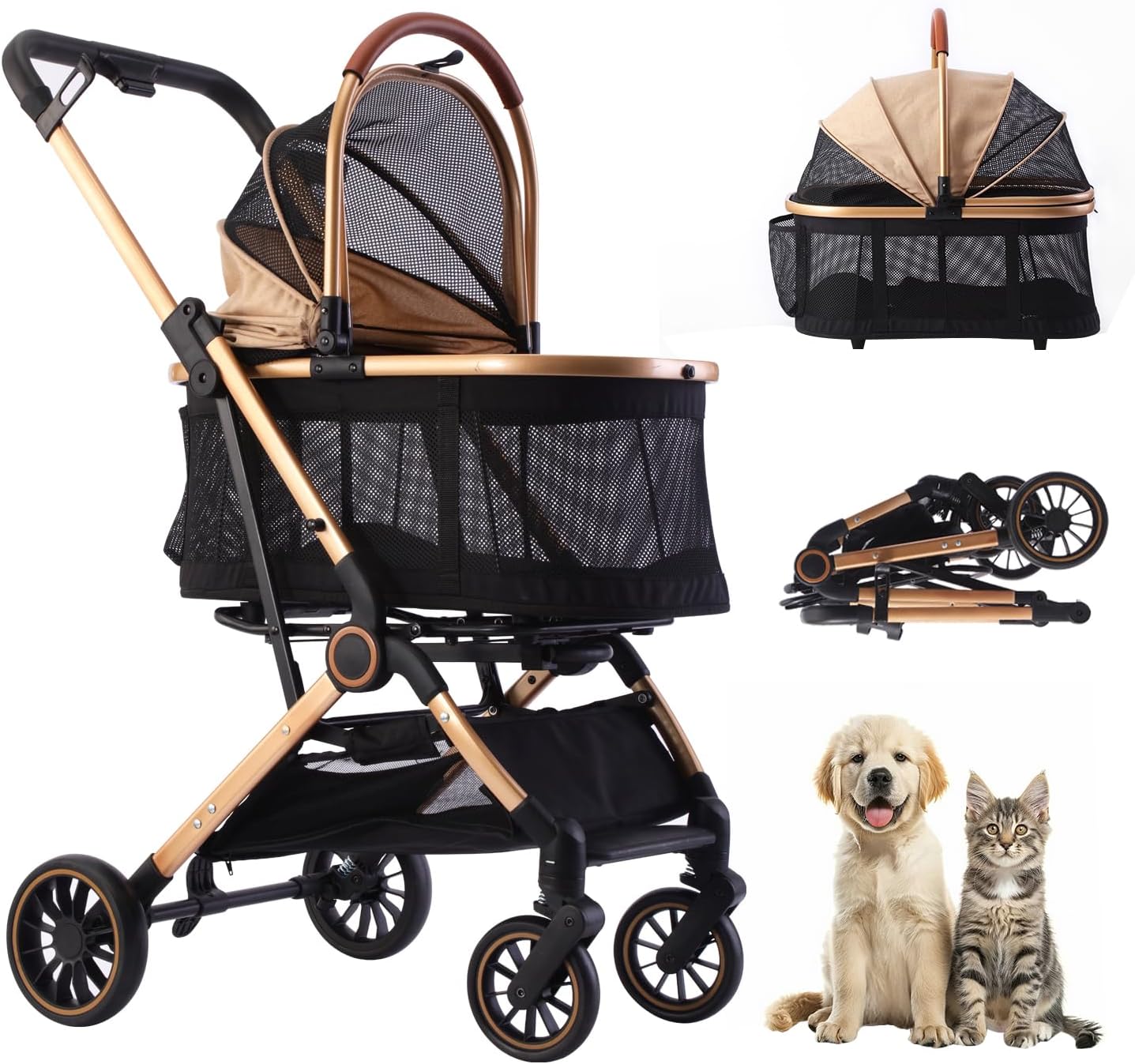 Amazon.com: PETSITE 3-in-1 Pet Stroller, Portable Folding Dog Cat ...