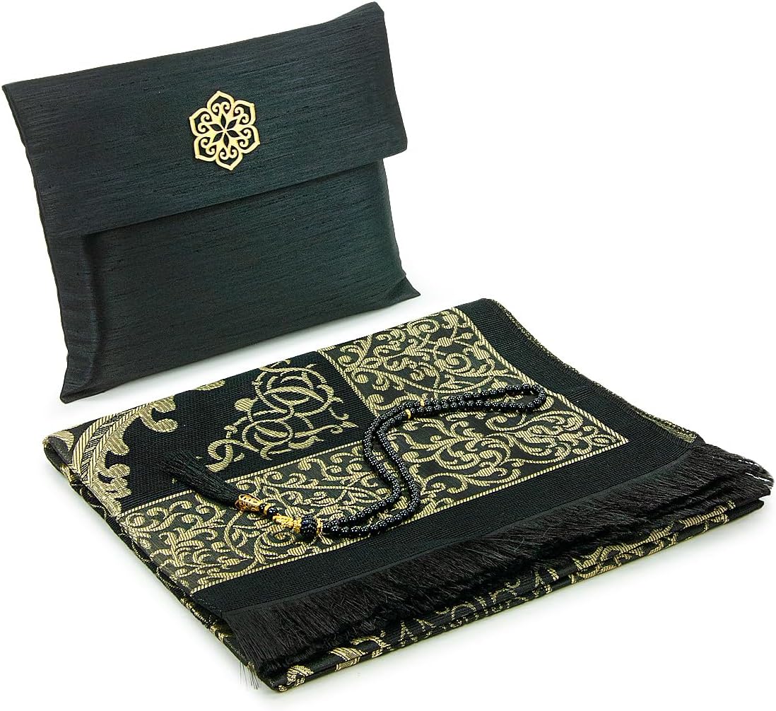 Amazon.com: Kapobia Muslim Prayer Rug Islam and Beads, Kaabe Design Box ...